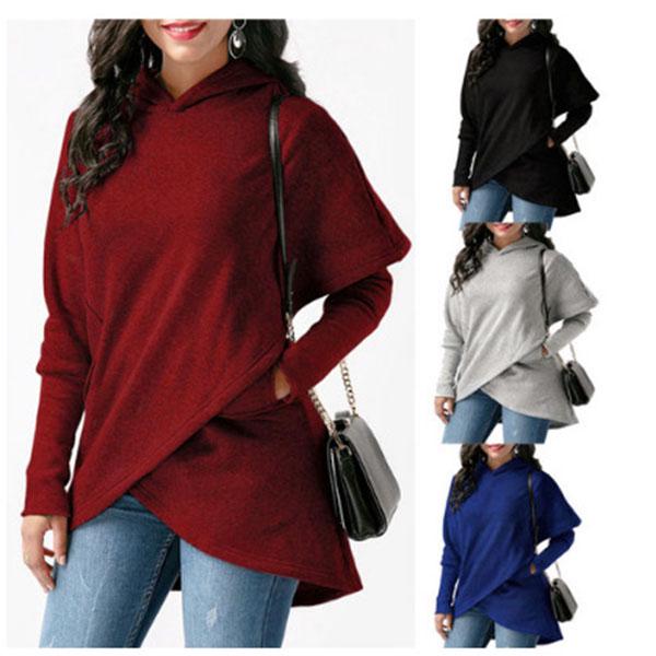 Buy Women Irregular Hoodies Spring Casual Loose Thin Fleece Tops ...