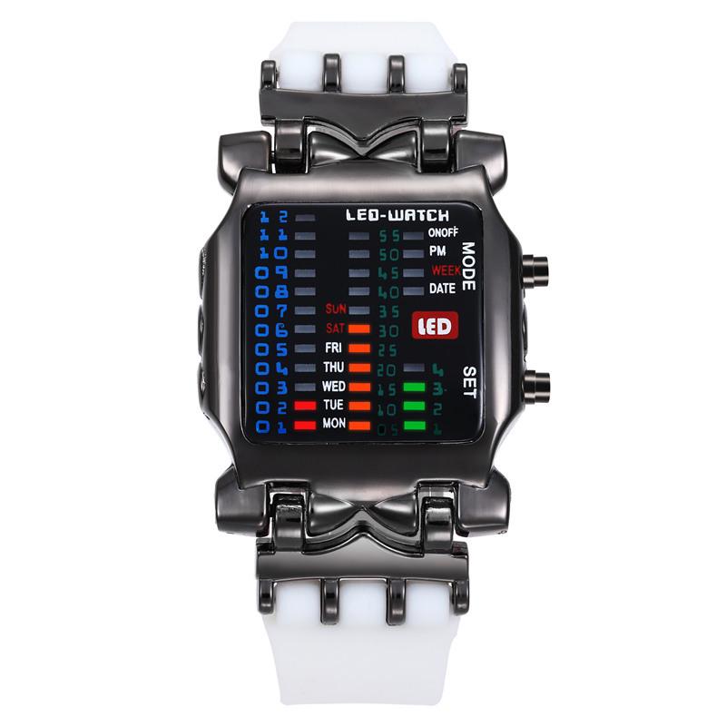 Buy Mens Binary Matrix Blue LED Digital Waterproof Watch with Black ...