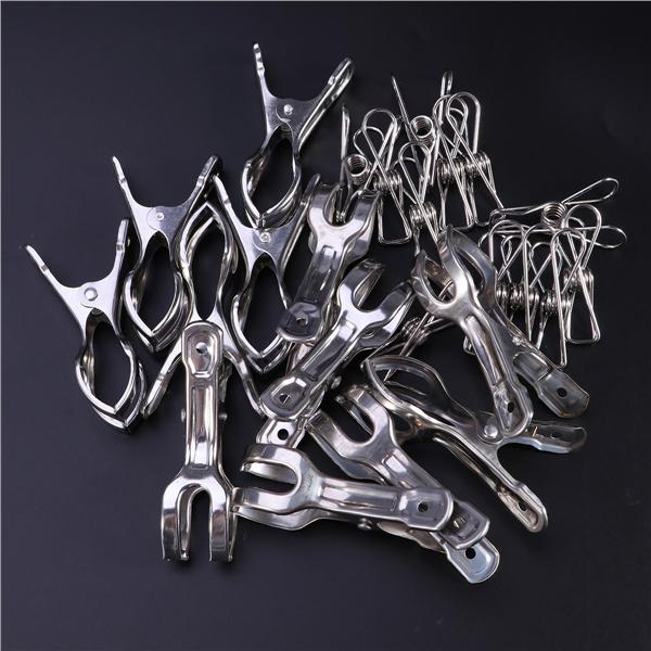 Buy 24Pcs Stainless Steel Clips Windproof Strong Indoor Spring Large ...