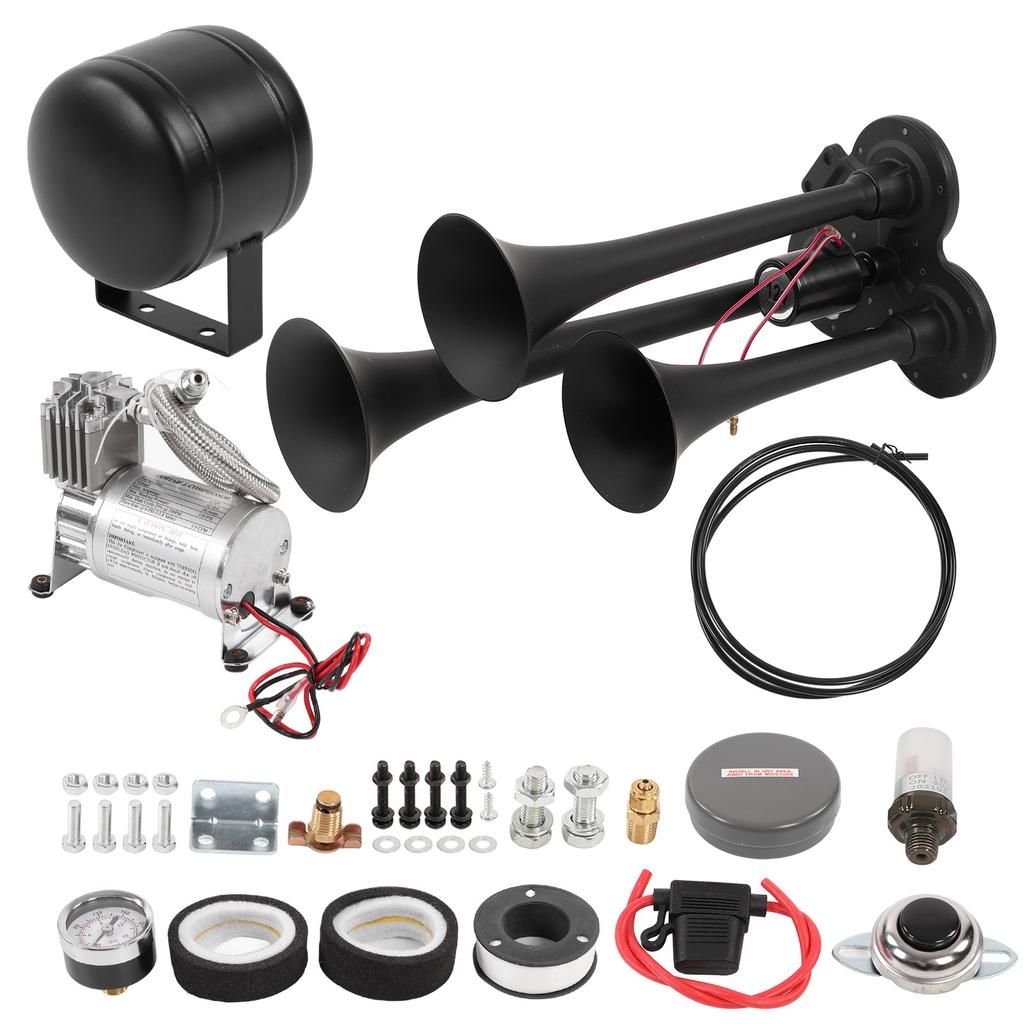 Buy 3 Trumpet Air Horn Car Trumpet Kit with 0.5 Gallon Tank 150db ...