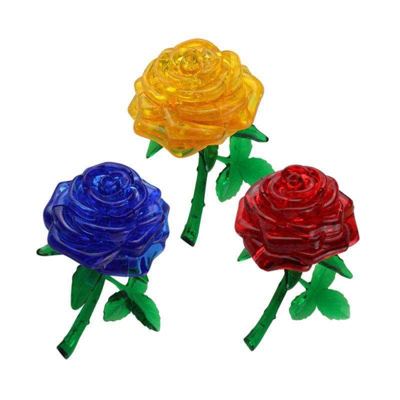 Buy Building Blocks 3D Crystal Rose Model Building Blocks Puzzle ...