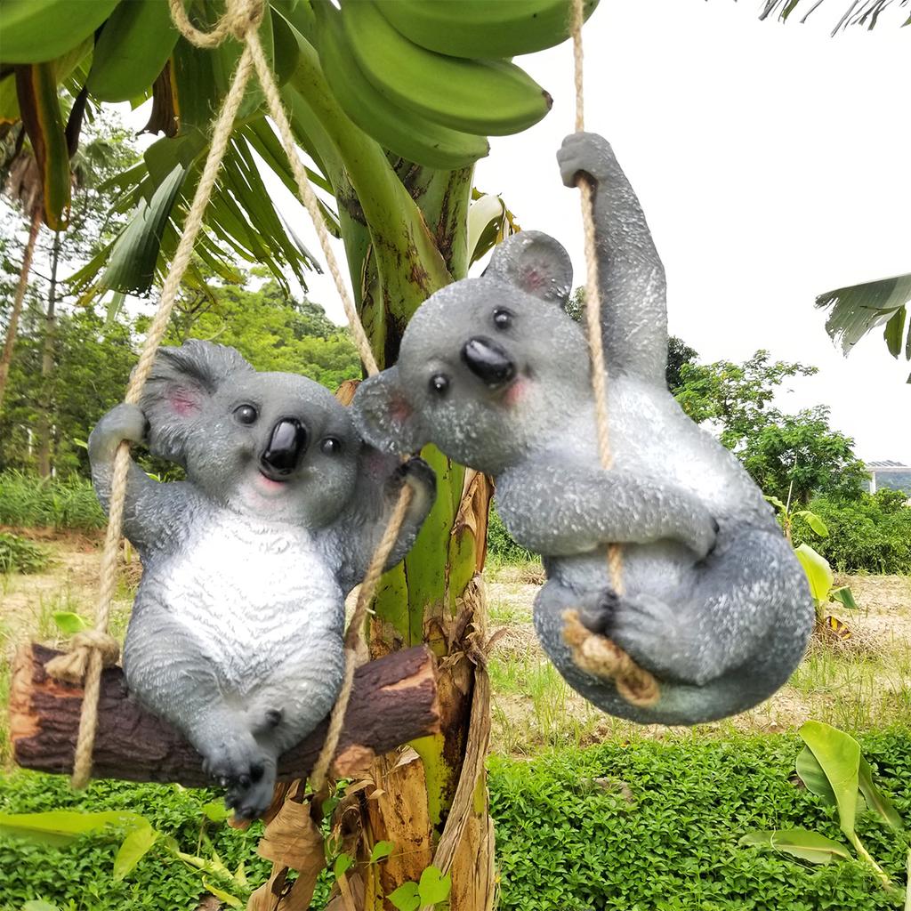 Lovely Koala Bear Swing Tree Hanging Decor Outdoor Figurine Patio Yard ...