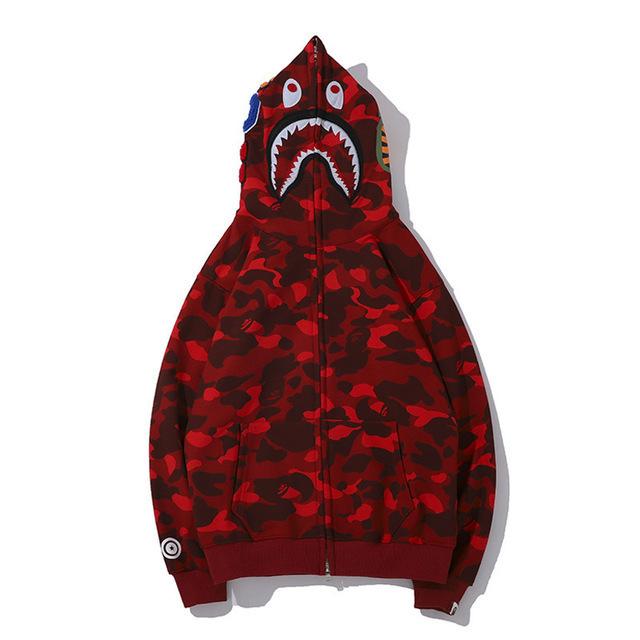 Buy New Fashion Spring Mens Bapes Shark Camouflage Hoodie Polyester ...