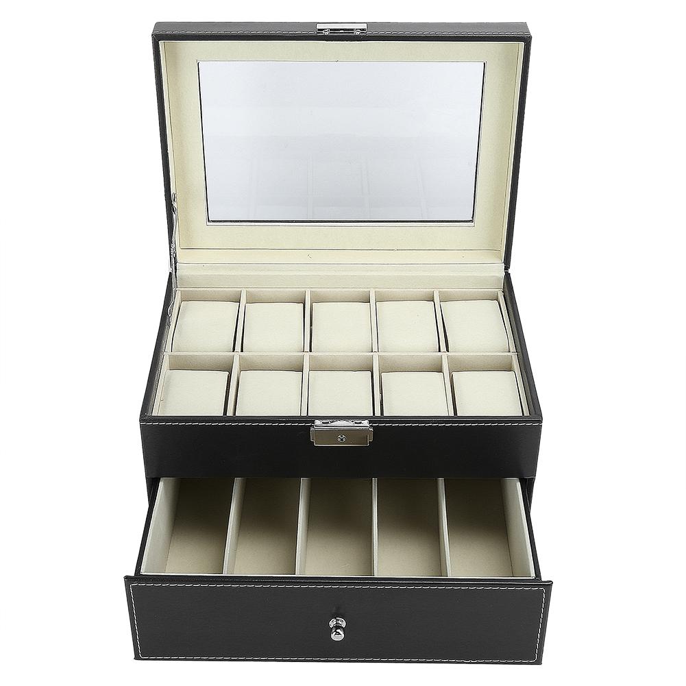 Double Layer Watch Box Case 5 Grid Glasses Storage Case 10 Grid Watch ...