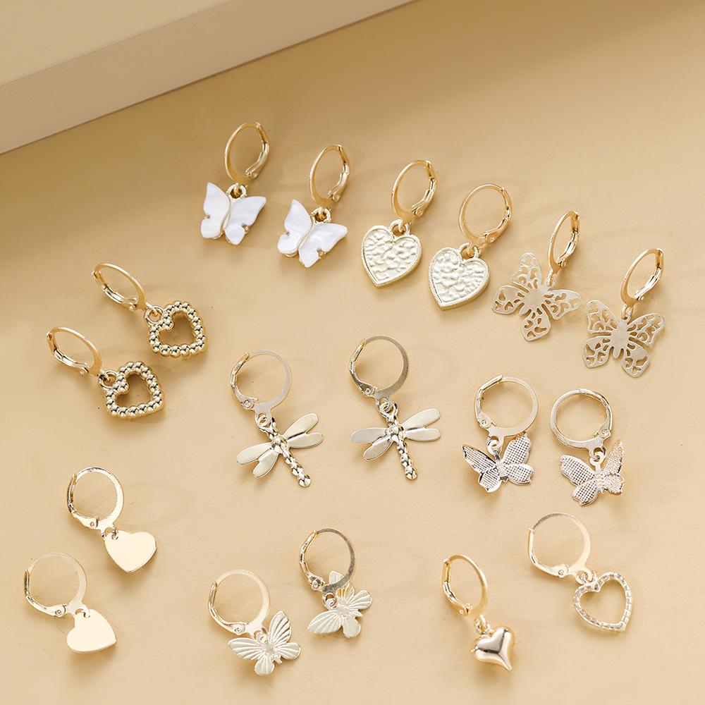Buy 18 Piece Set Earrings Butterfly Earrings Set Temperament Elegant Lovely Earrings Set ...