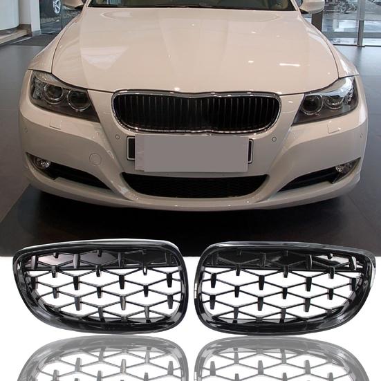 2Pcs Front Black Wear-resistant Grille Grill Anti-corrosive Bright ...
