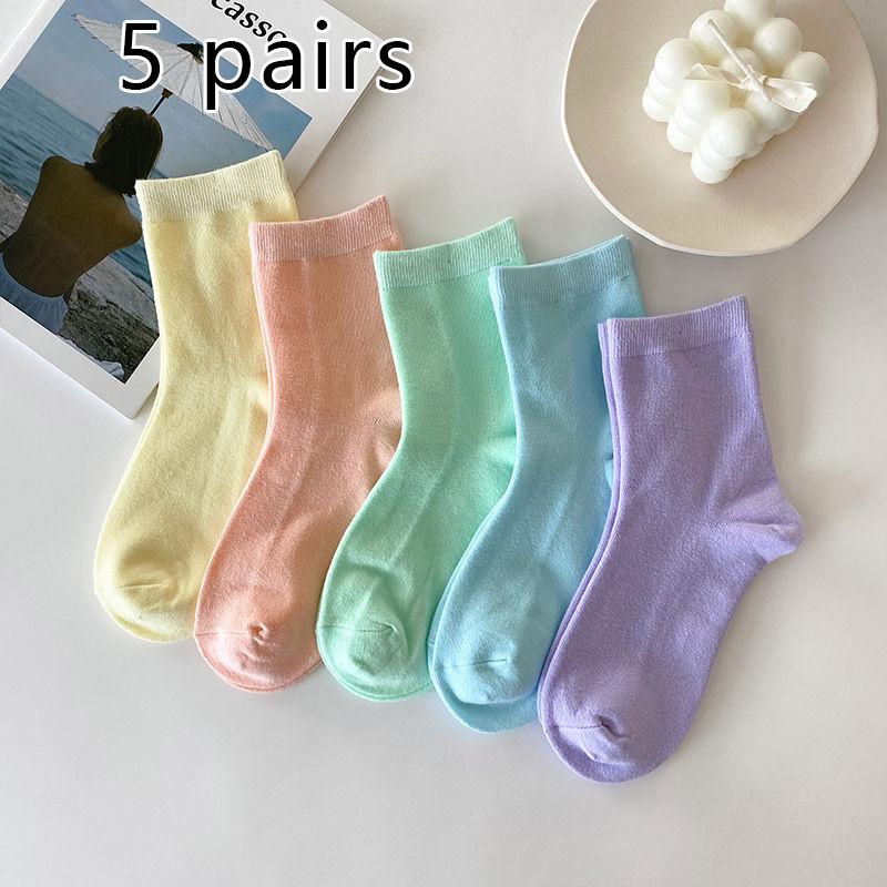 Cheap Socks Female Mid-tube Socks High-top Socks Solid Color Ladies ...