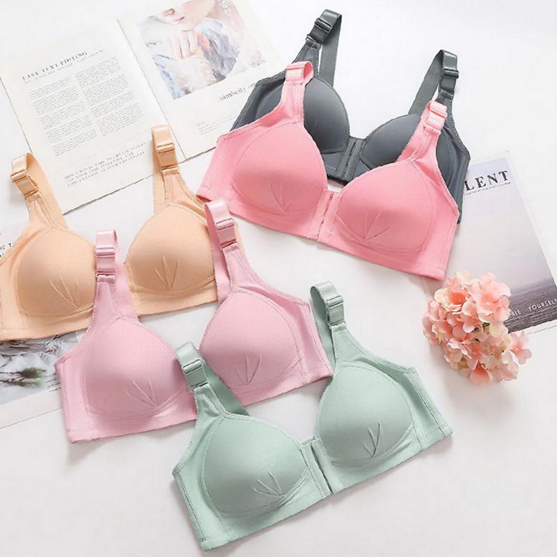 Buy Women Underwear Front Buckle Breathable Non-wired Brassieres ...
