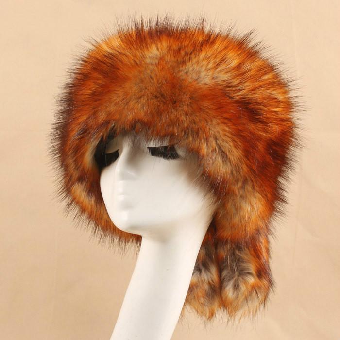 Buy Faux Fox Fur Round Flat Top Faux Fur Hat Thick Autumn and Winter ...