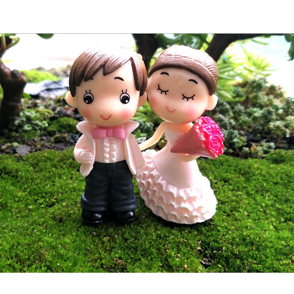 1 pair Miniature Bride and Groom Fairy Garden Bonsai Landscape Decor ...