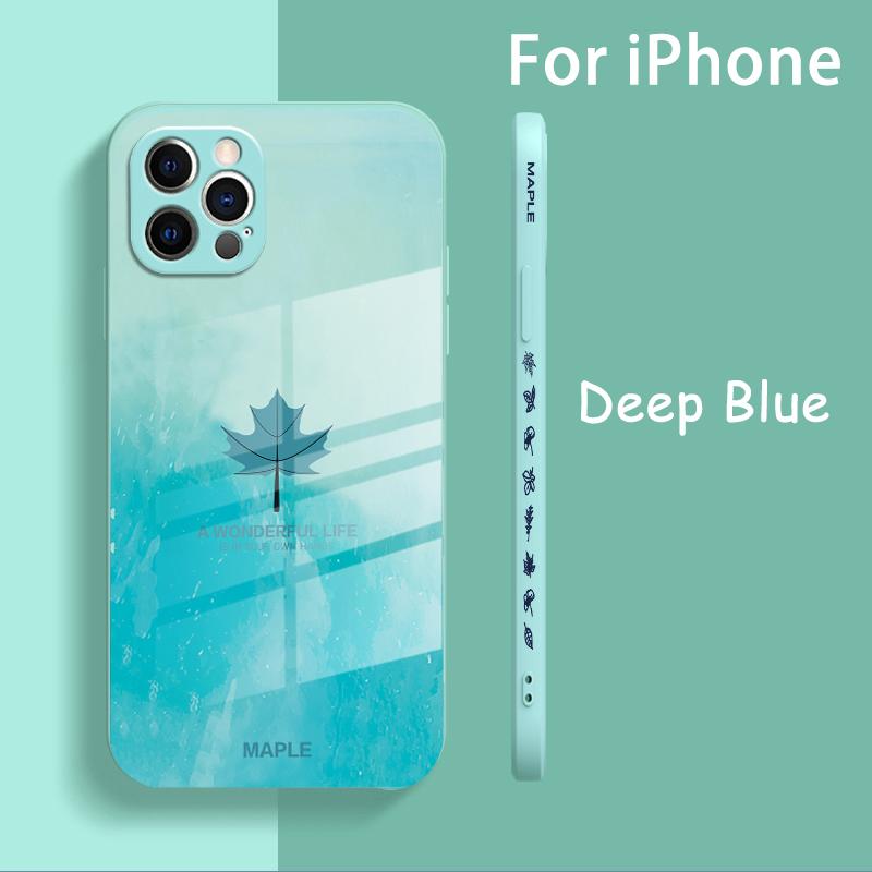 Buy Gradient Color Maple Leaf Phone Case For iPhone 13 12 11 Pro Max X ...