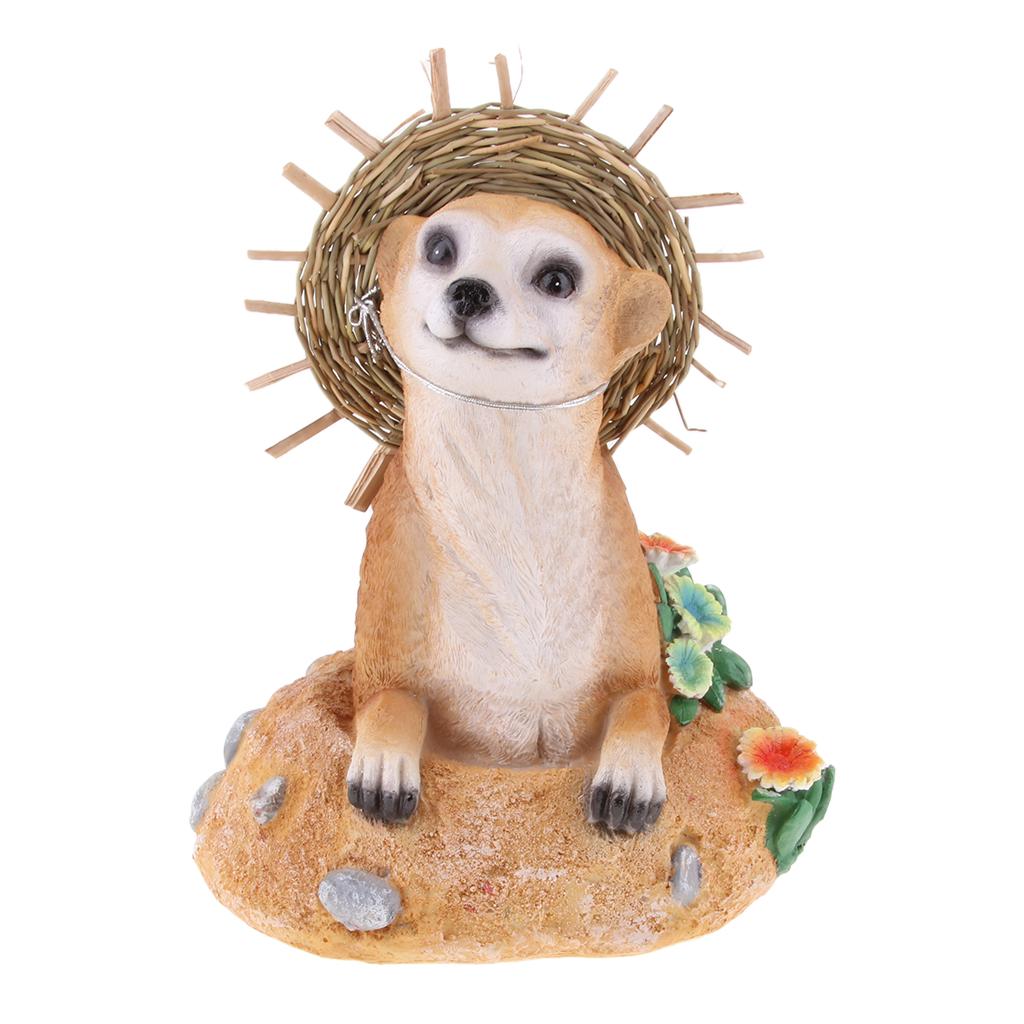Buy Resin Craft Mongoose Statue Garden Decor Animals Straw Hats Mongoos ...