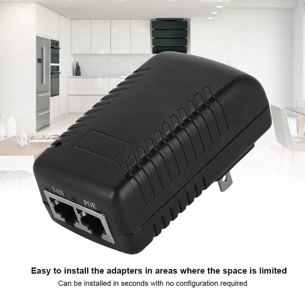 48V/0.5A POE Wall Plug Injector Ethernet Adapter PoE Power Supply for ...
