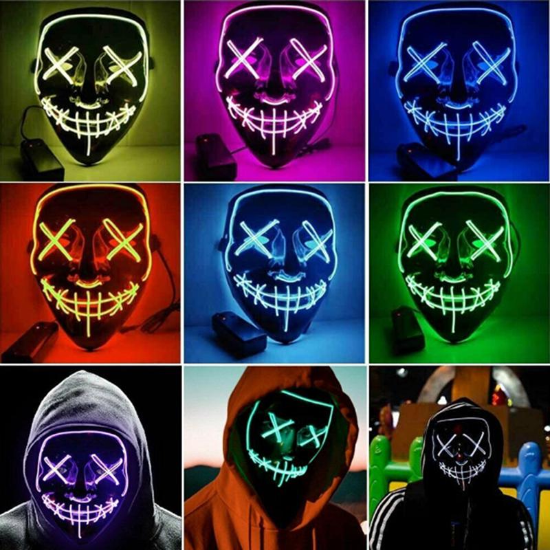 Buy LED Cold Light Halloween Scared Black Bloody Horror Mask Party ...