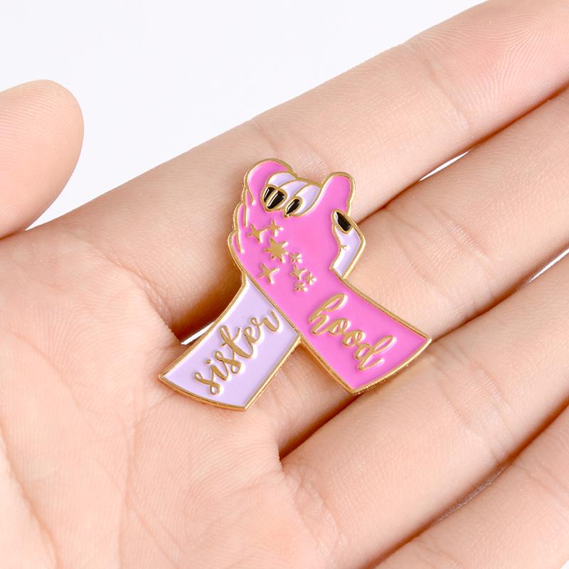 Buy Sisterhood Feminist Hard Enamel Pin Girls Power Pin Handshake ...