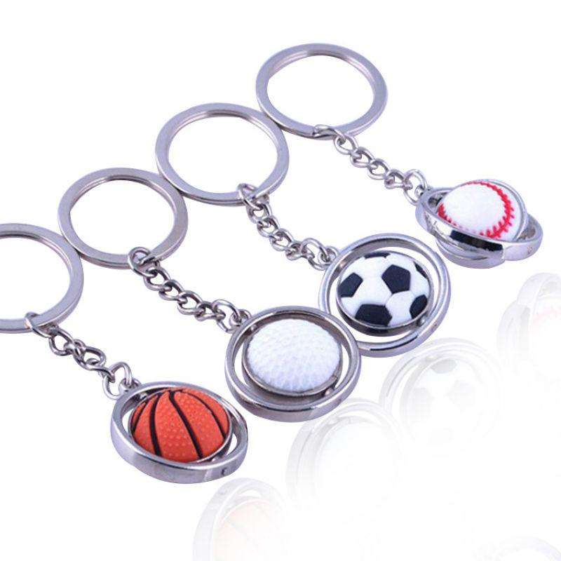 Keychain Football / Basketball / Baseball / Golf Ball Shape Rotatable ...