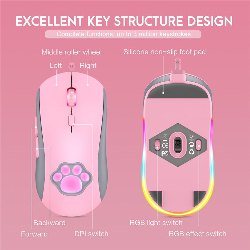 Buy ONIKUMA Wired Gaming Mouse Cat Claw Optical USB Computer Mice with RGB Running Light for ...