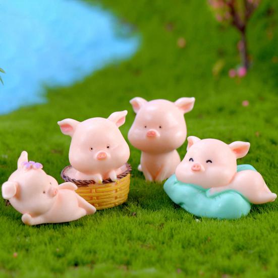 Cheap Pig Figurine Polished Resin Pig Realistic Casting Micro Landscape ...