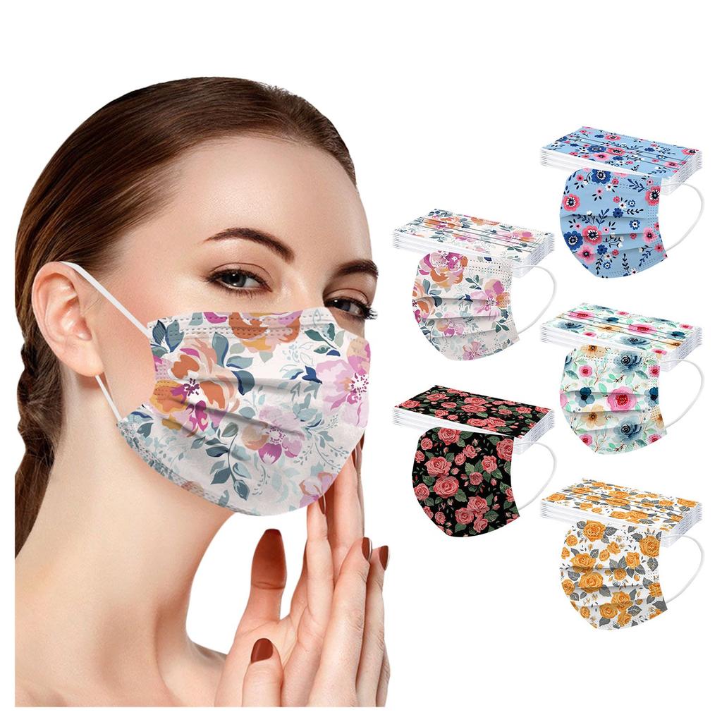 Cheap Disposable Face Masks For Adult, Classical Flower Printed Design ...