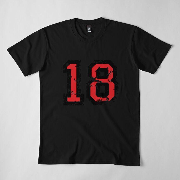 Men Premium Cotton Harajuku T-Shirt Number Eighteen No 18 two Print ...
