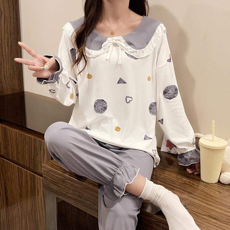 Thin Women's Home Clothes Spring and Summer Pajamas for Women's Long ...