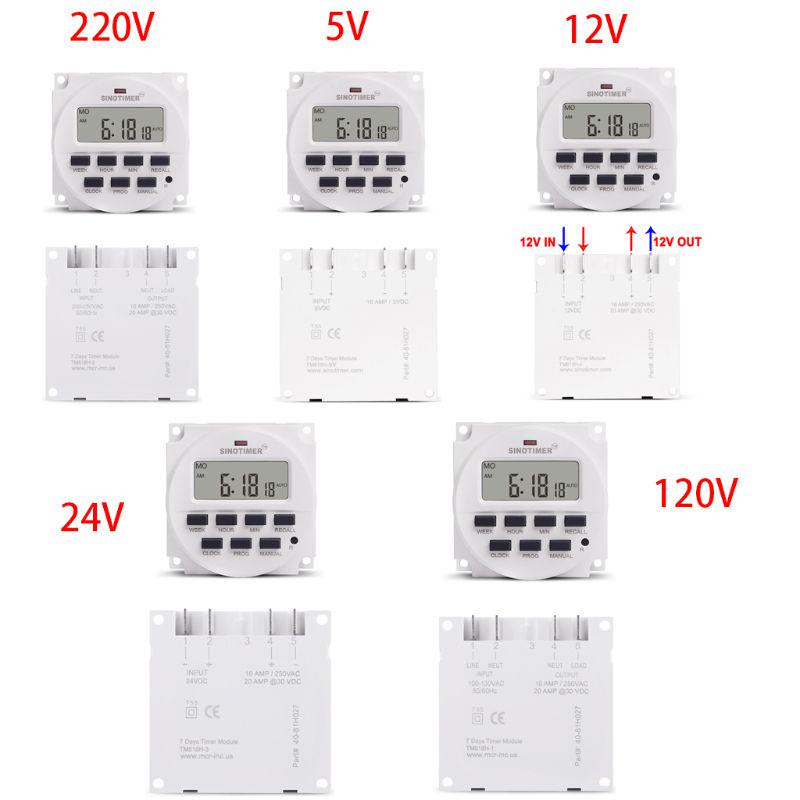 Buy TM618H 5V 12V 24V 120V 220V Digital 7 Day Weekly Programmable Timer ...
