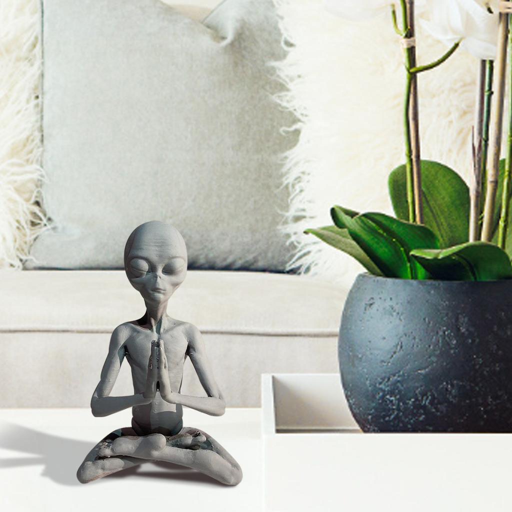 Buy Alien Decoration Meditating Garden Figurines Resin Ornament at ...