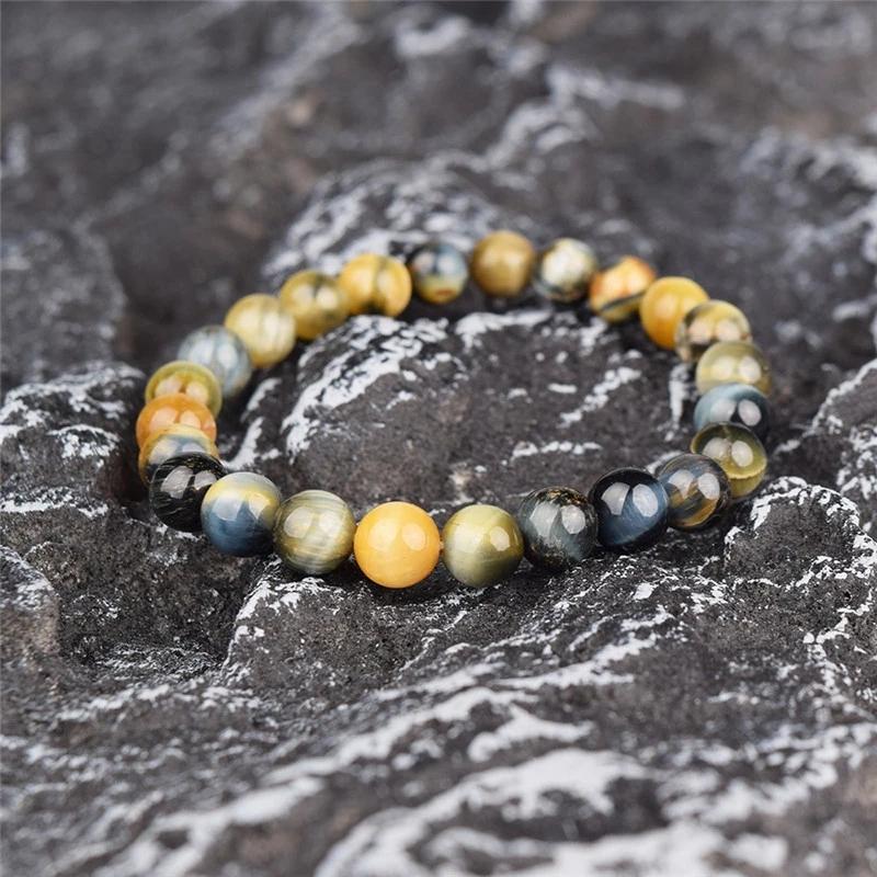 Cheap High-quality Beads Men's Bracelets 6A Natural Yellow Blue Tiger ...