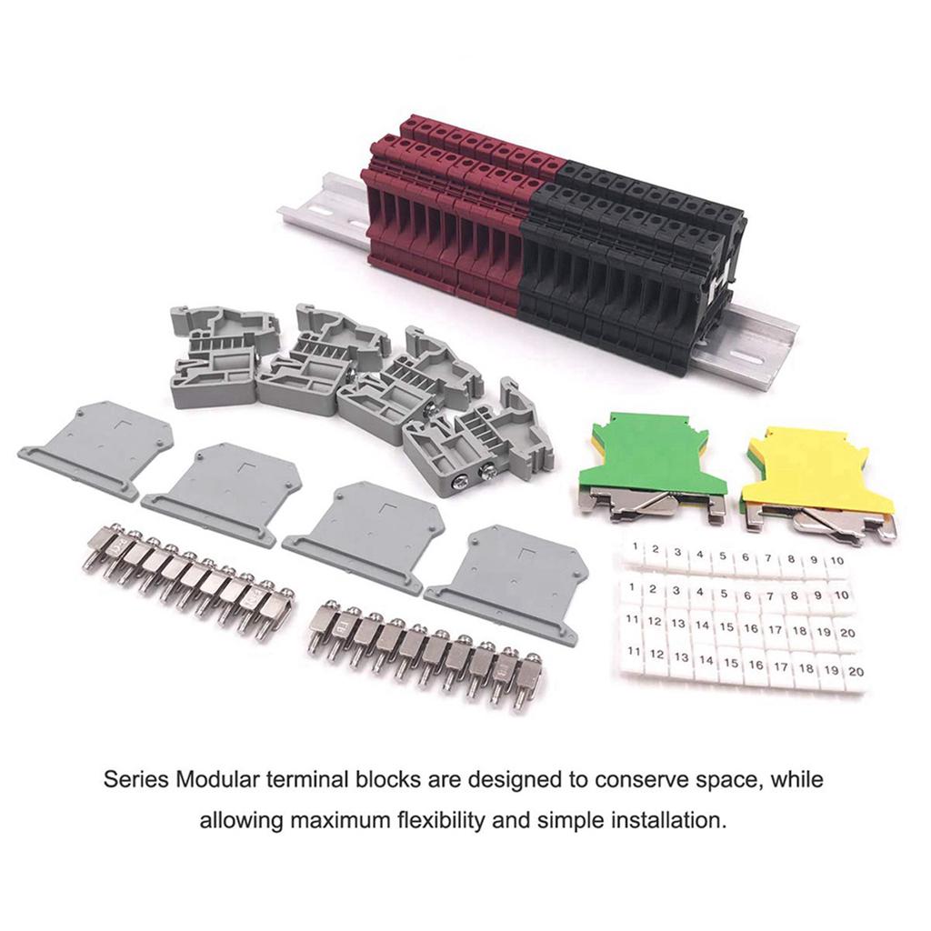 Buy 2 Set Din Rail Terminal Blocks Kit Terminal+Ground Blocks+Aluminum ...