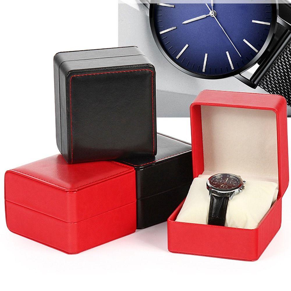 Exquisite PU Leather Wrist Watches Holder Vintage Gift Case Container ...