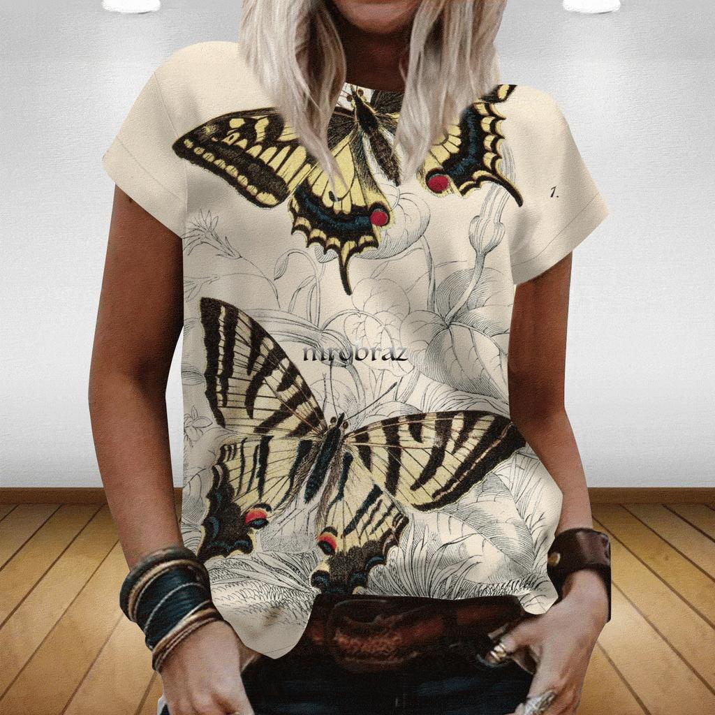 Kaufe Women's Round Neck Short Sleeve Loose T-Shirt Plus Size Girls Top ...