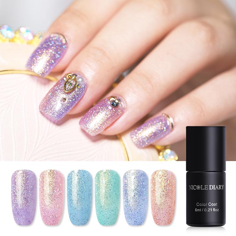 NICOLE DIARY Fairy Streamer Gel Esmalte de uñas Pearl Glitters Soak Off ...