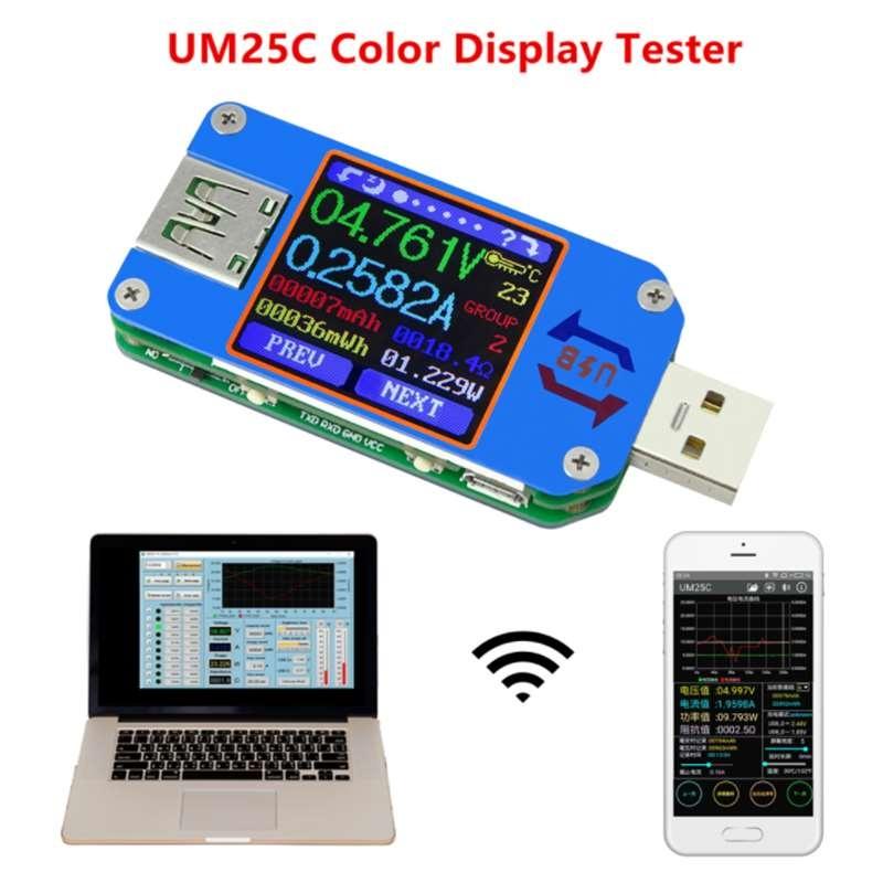 Buy USB 2.0 Type-C LCD Voltmeter Ammeter Voltage Current Meter Battery ...