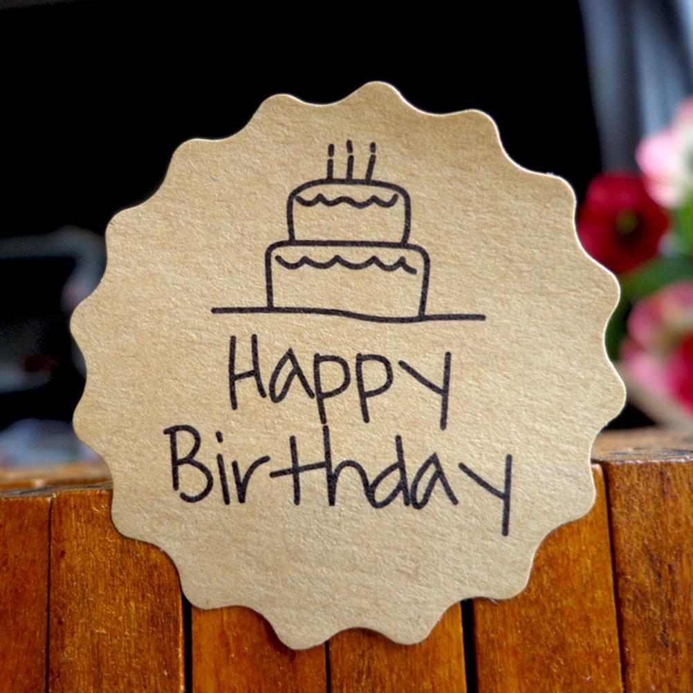 Buy 120Pcs Happy Birthday Kraft Paper Enclosure Cards Seal Stickers for ...