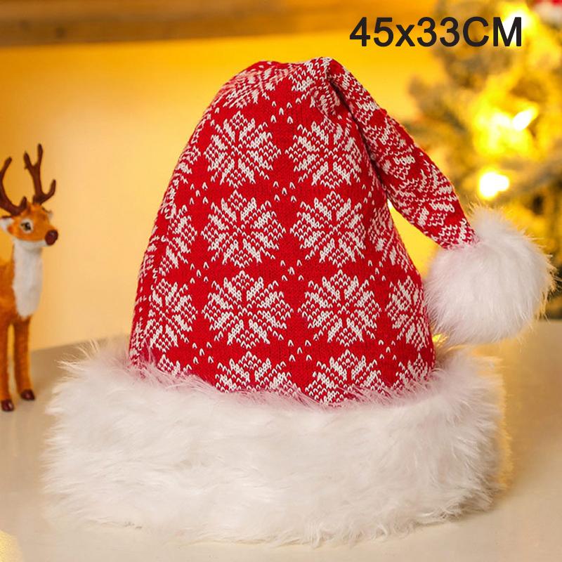 Buy Luxury Thickening Plush Christmas hat Cartoon Checker Santa Hat ...