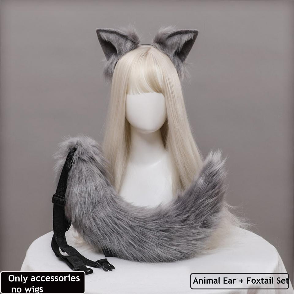 💰Kjøp Plush Fox ear And Fox Tail Anime Cosplay Lolita Tail Props ...