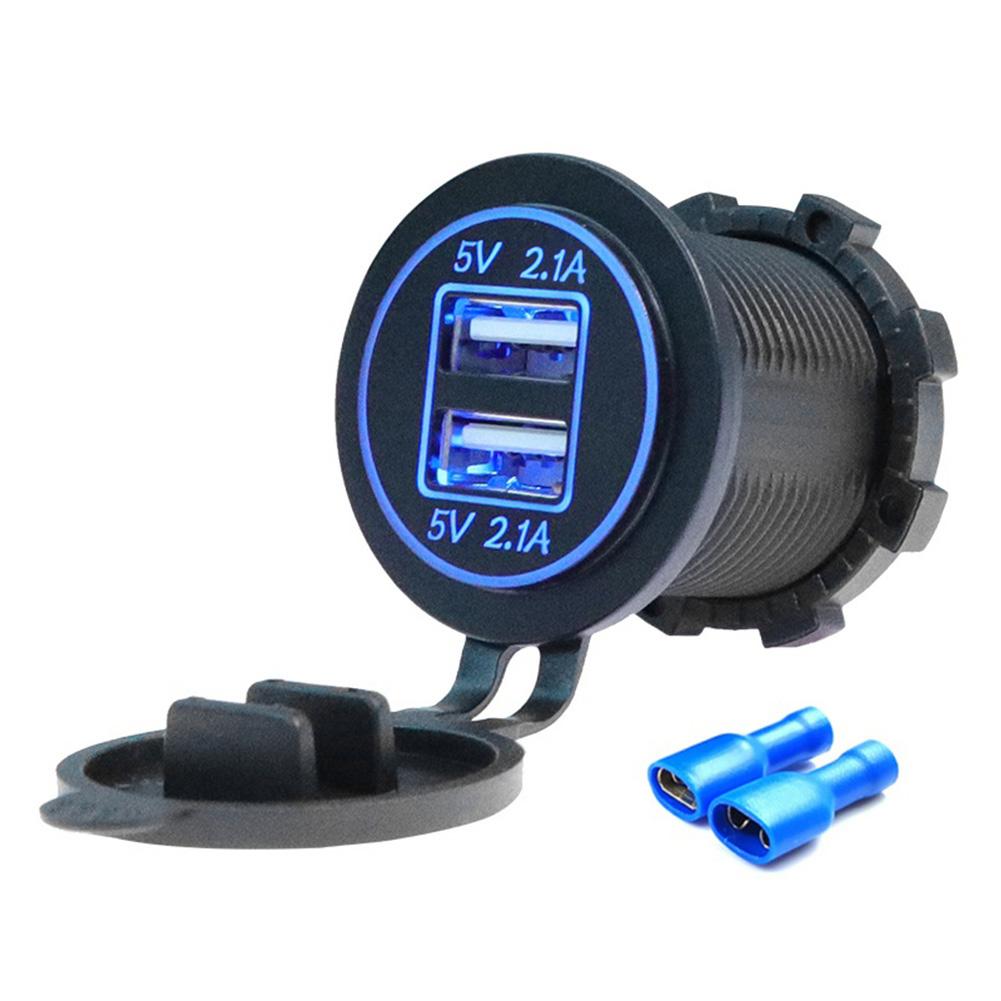 Buy 4.2A Car Motorcycle Dual USB Charger Sockets LED Power Plug Outlet ...