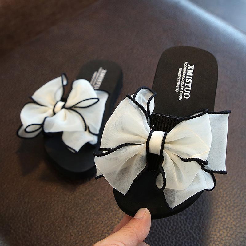 Buy Children's Slippers Summer Girl's Cute Flat Heel Bow Slippers Plus ...