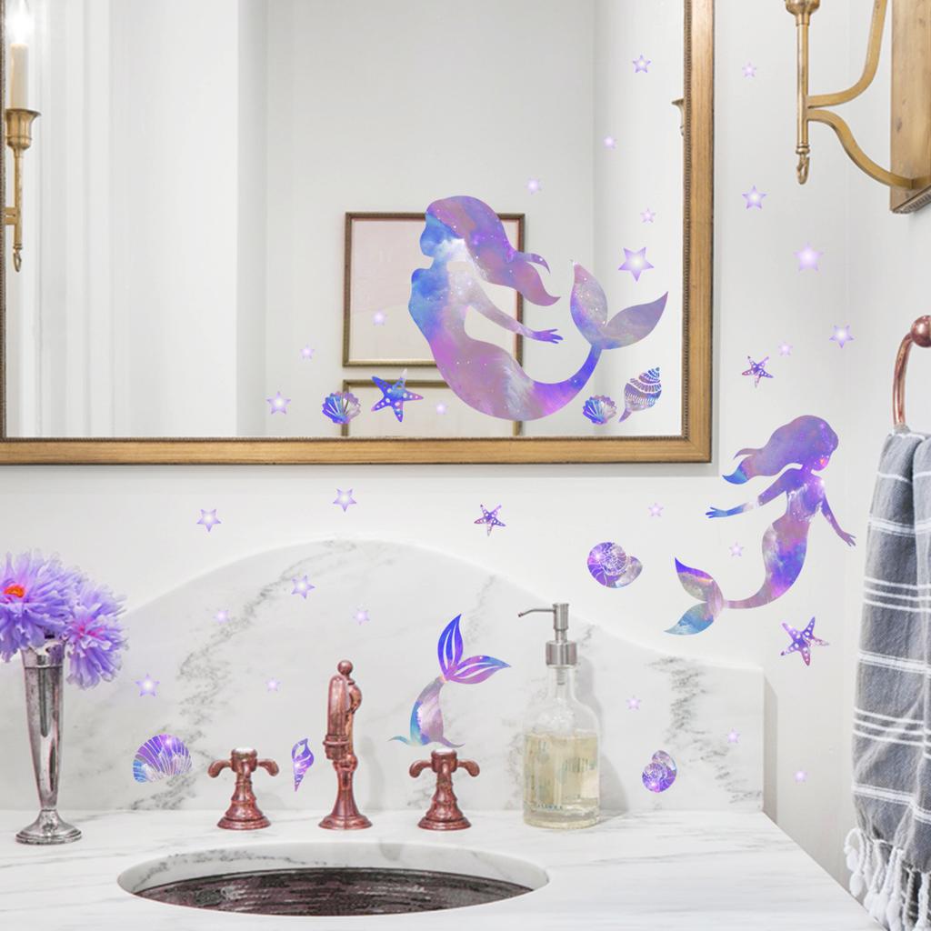 Satın alın Glow Mermaid Star Wallpaper Room Bathroom Decoration Self ...