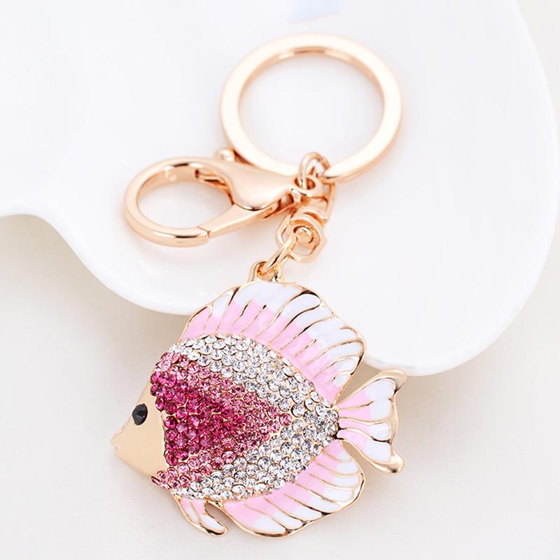 Buy Fish Shape Keychain Rings Holder Crystal Goldfish Bag Pendant Car ...