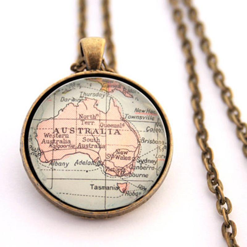 Buy Vintage Map Necklace - Custom Map Jewelry - Round Pendant Necklace ...