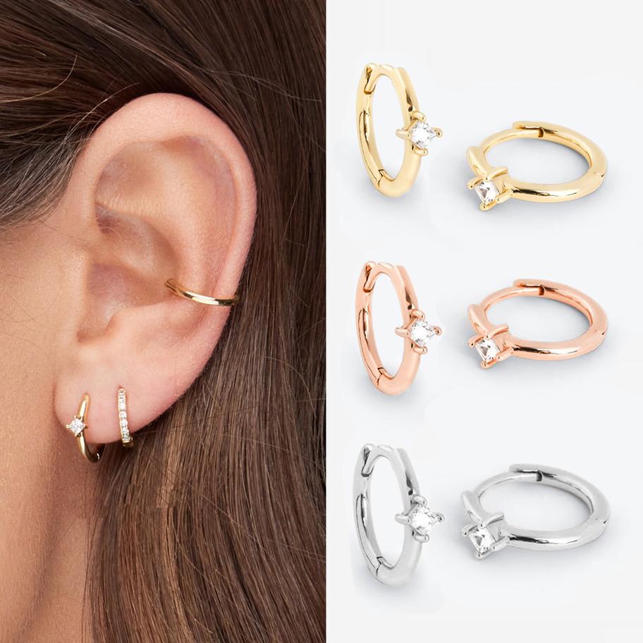 Satın alın Stylish and Exquisite Golden Zircon Hoop Earrings Women's ...