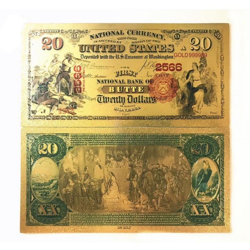 Buy 1875 US Dollar Gold Banknote Colored Golden Money Bill Gold Foil ...