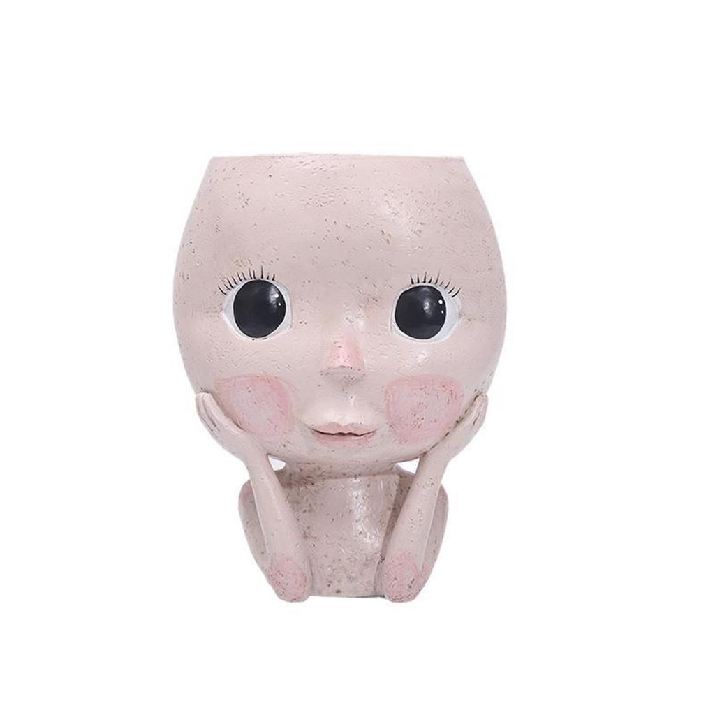 Buy Girls Face Head Flower Planter Succulent Plant Pot Flowerpot Figure ...