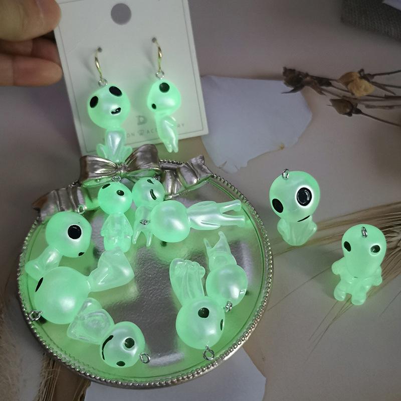 Buy 10pcs Resin Charm Luminous Alien Pendant Nightlight Ghost Pendant ...