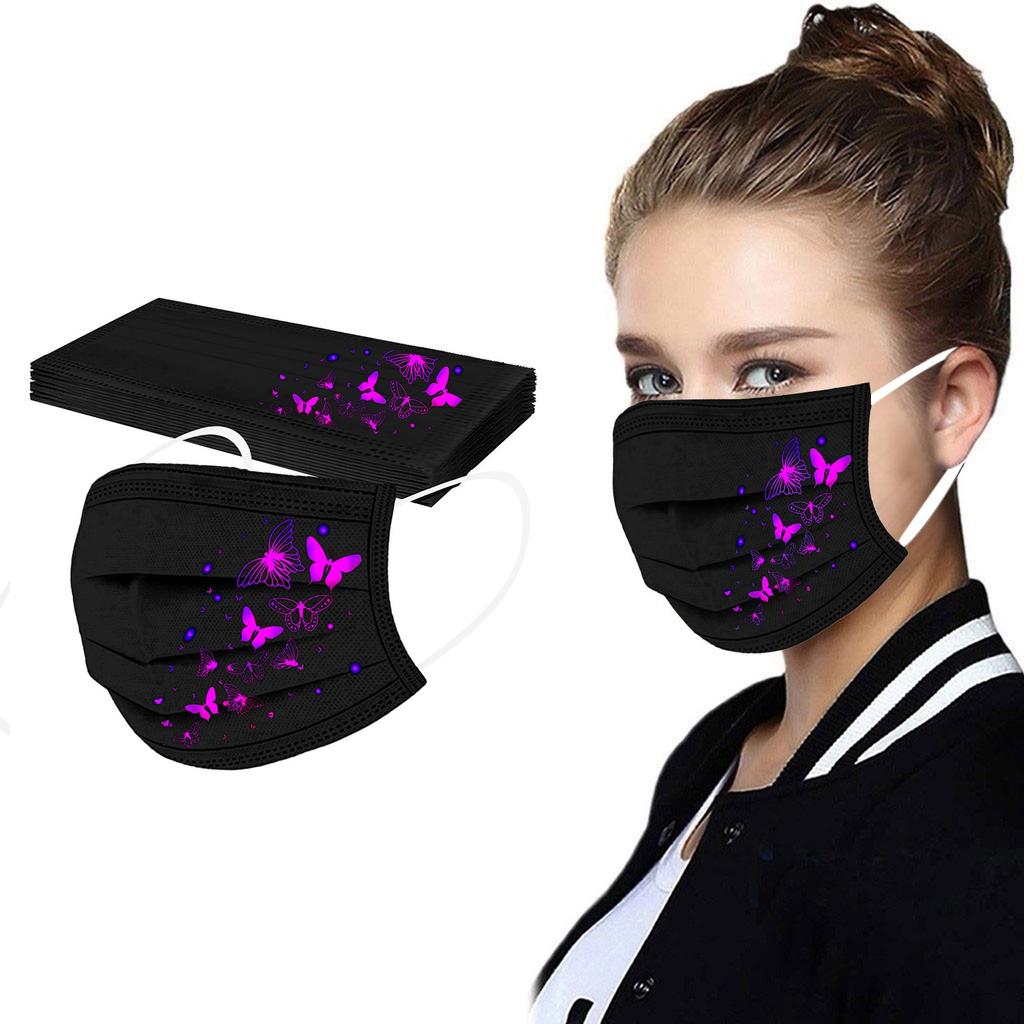 Buy 10Pcs Adult'S Butterfly Printed Mask Disposable Protective Face ...