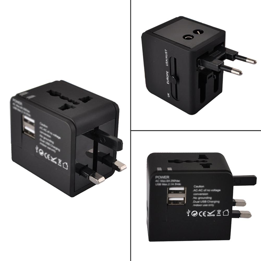 Universal International Plug Adapter Double USB Port World Travel AC ...