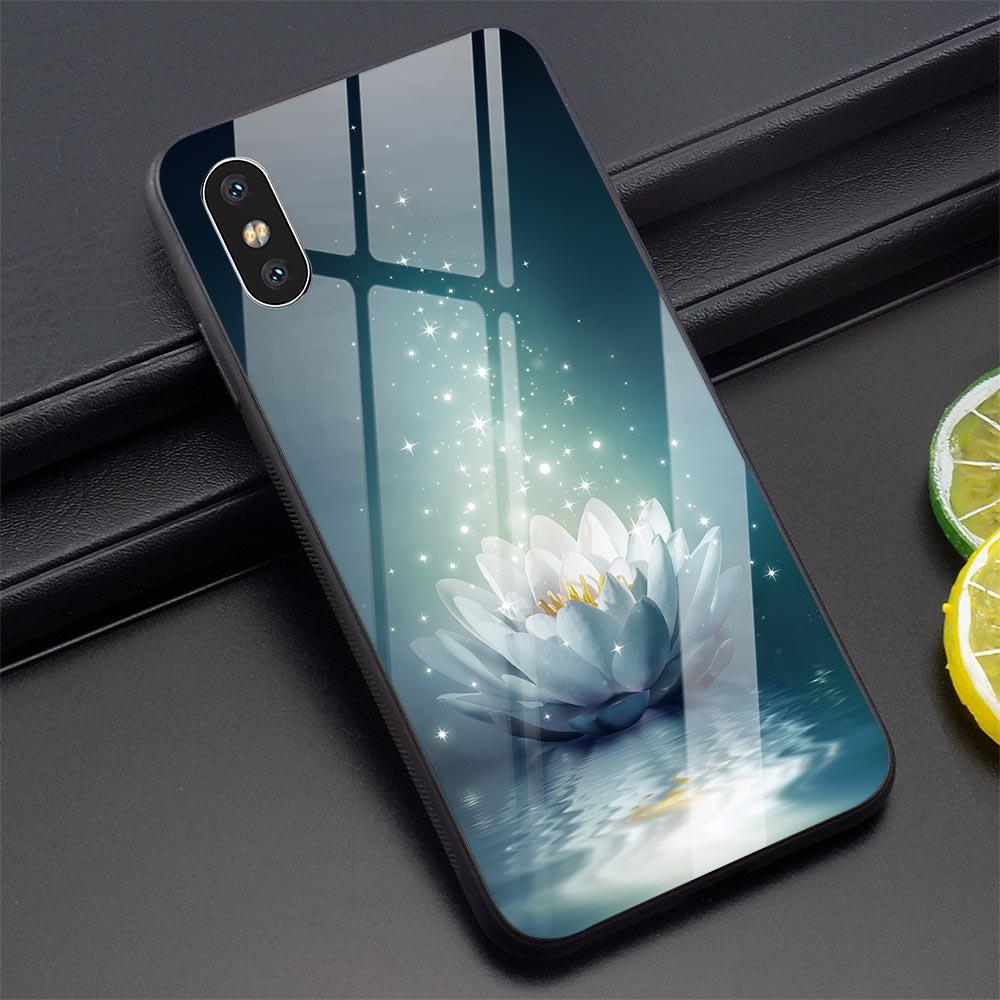 Buy Flower Art Tempered Glass Phone Case for iPhone 5 5s SE 7 8 plus 11 ...