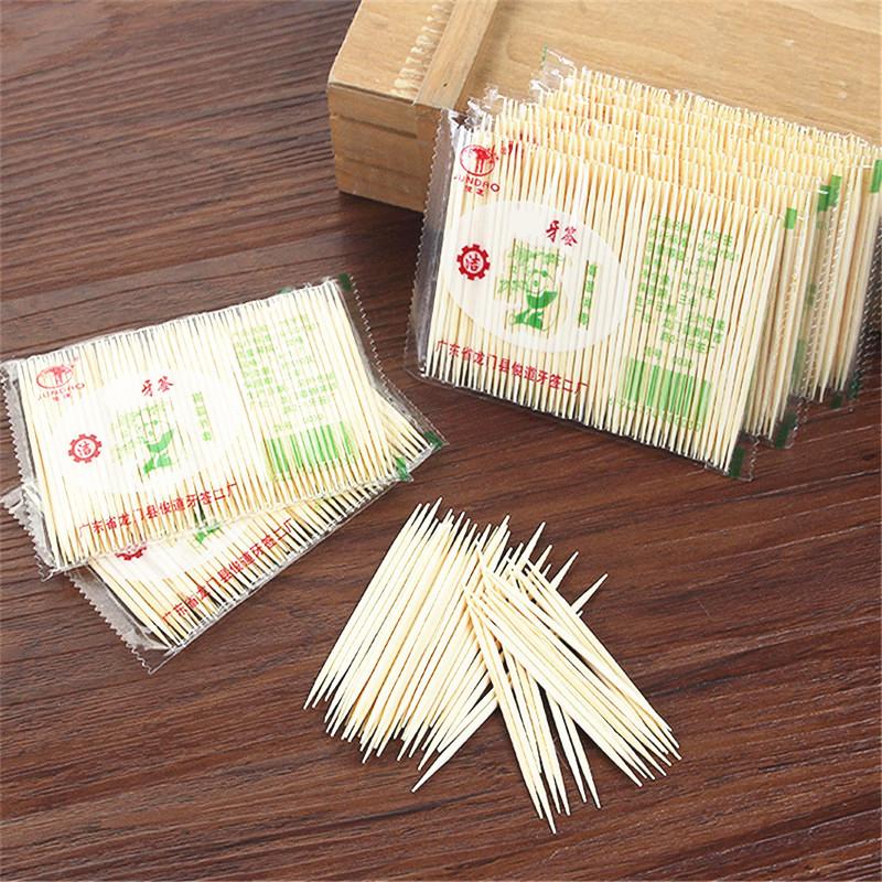 500pcs Disposable Wooden Toothpicks Family Restaurant Hotel Natural ...