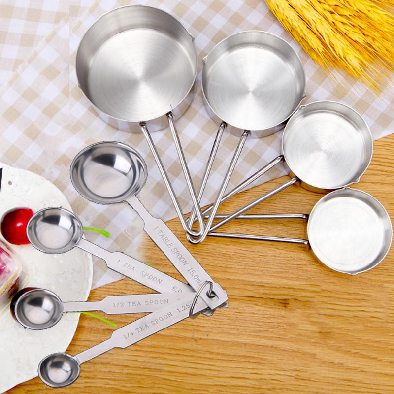 4PCS/Set Stainless Steel Measuring Cup Kitchen Measuring Spoon Baking ...